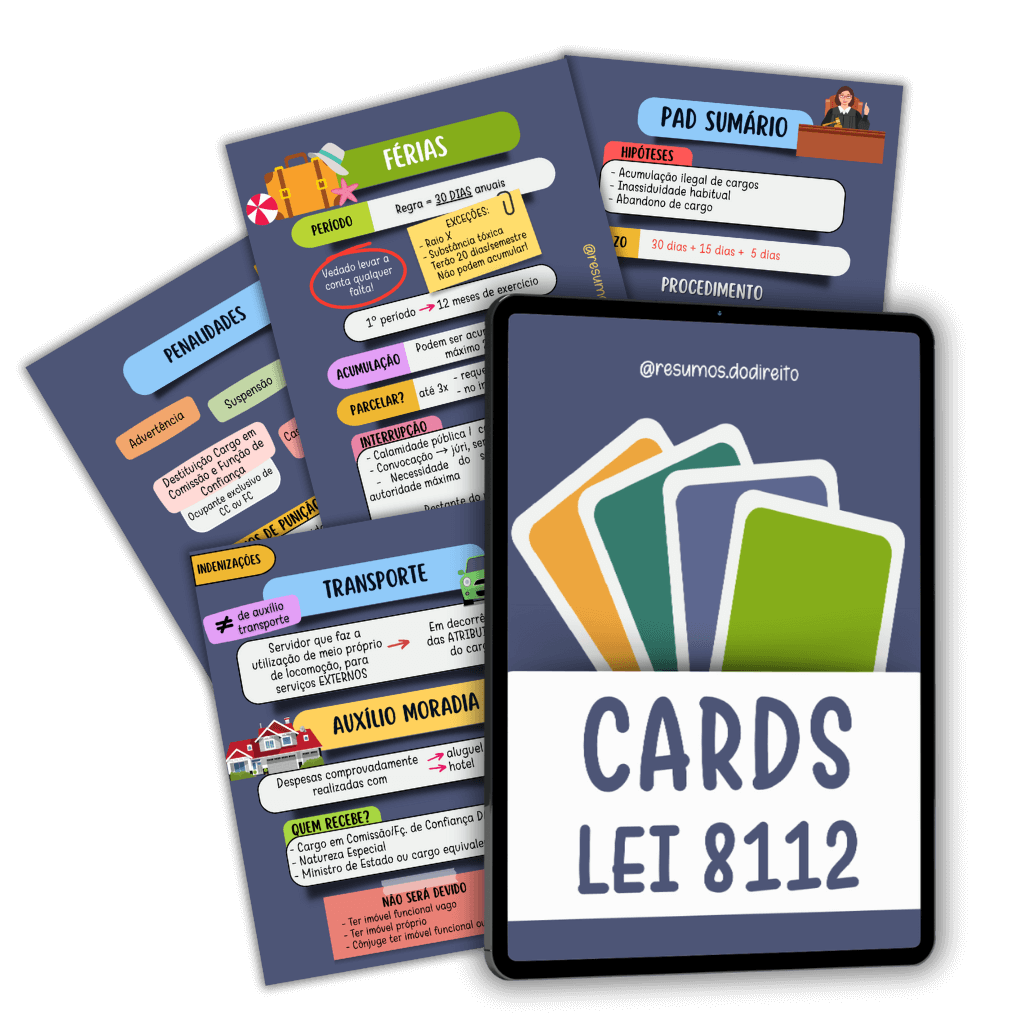 LEI 8112 – FLASH CARD – Resumo do Direito